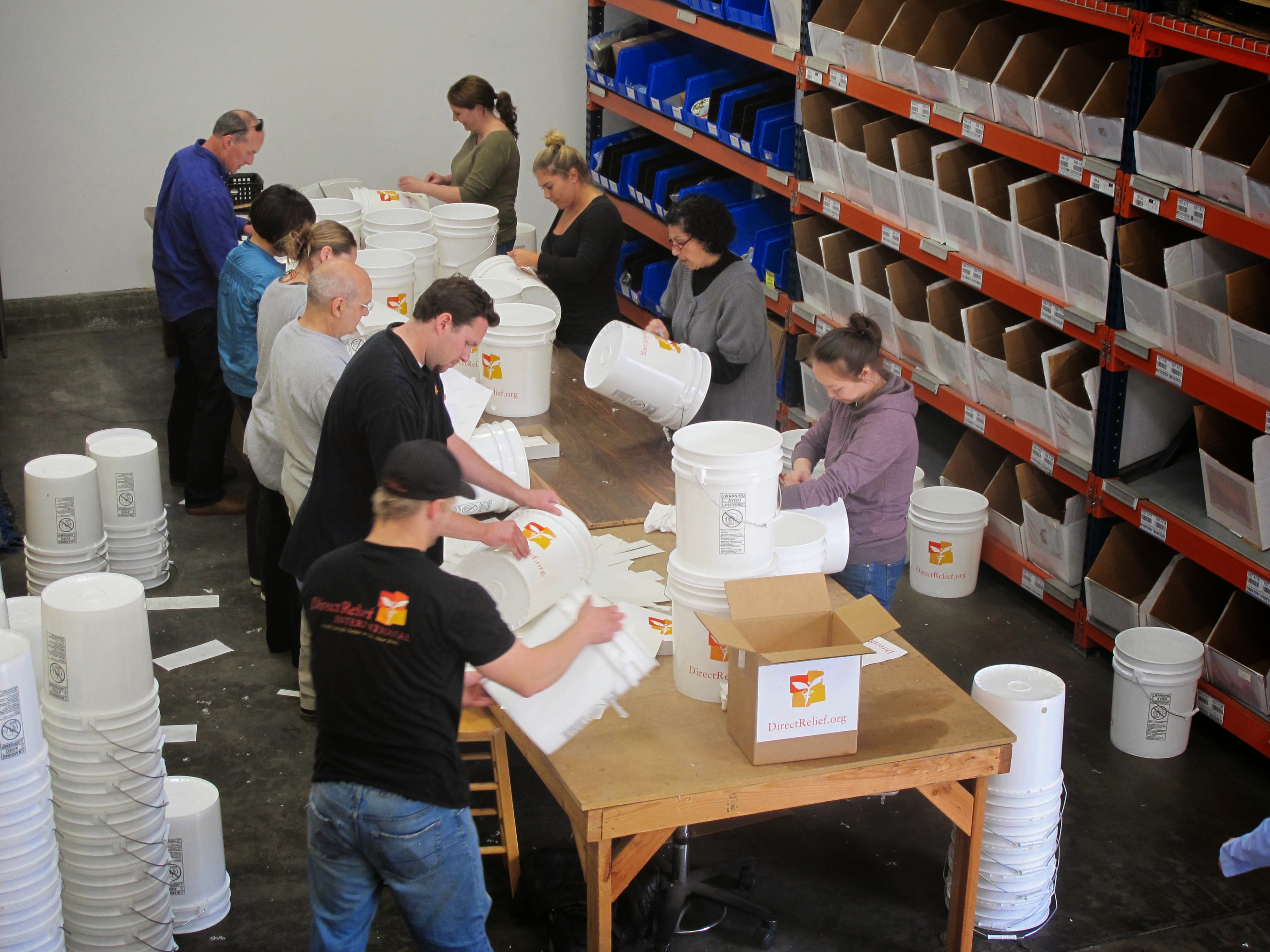 Deckers Volunteers Pack Hygiene Kits